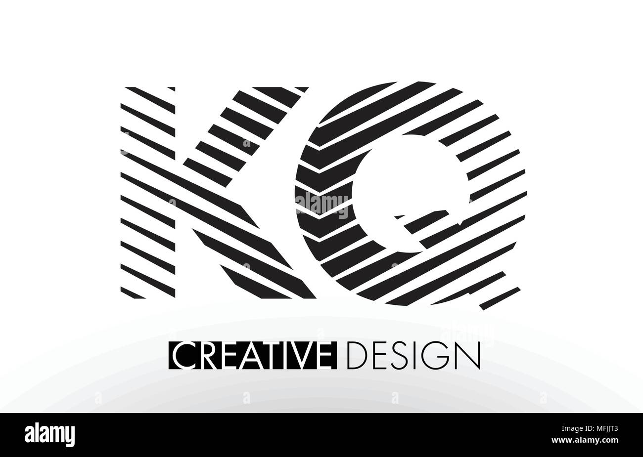 KQ K Q Lines Letter Design with Creative Elegant Zebra Vector ...