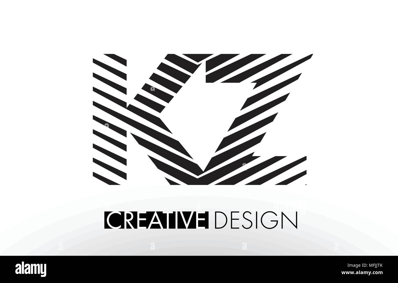 KZ K Z Lines Letter Design with Creative Elegant Zebra Vector ...