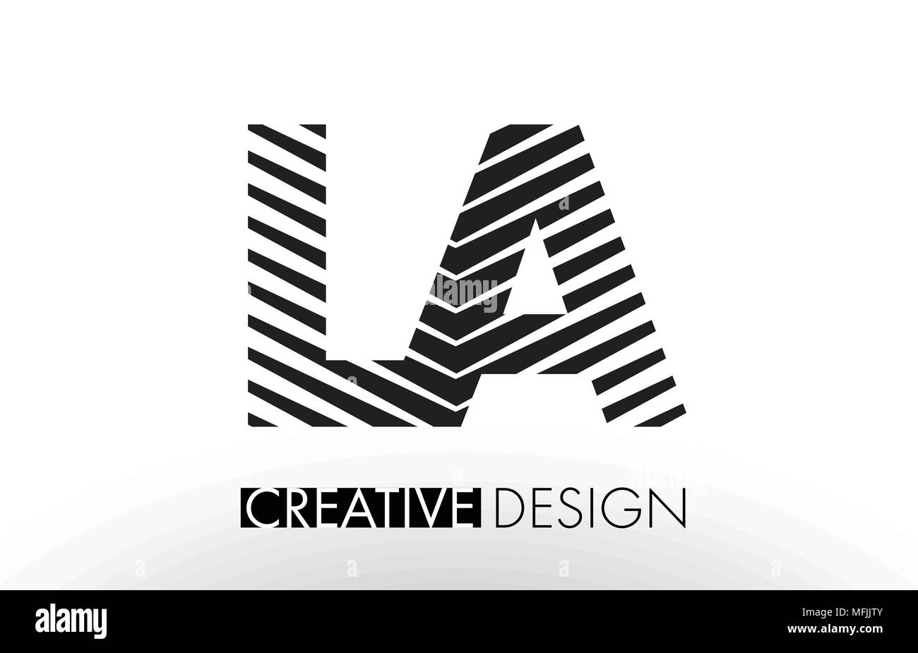 LA L A Lines Letter Design with Creative Elegant Zebra Vector ...