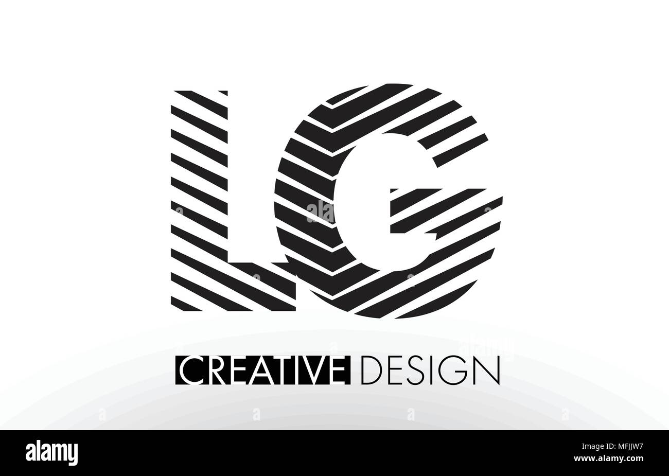 LG L G Lines Letter Design with Creative Elegant Zebra Vector ...
