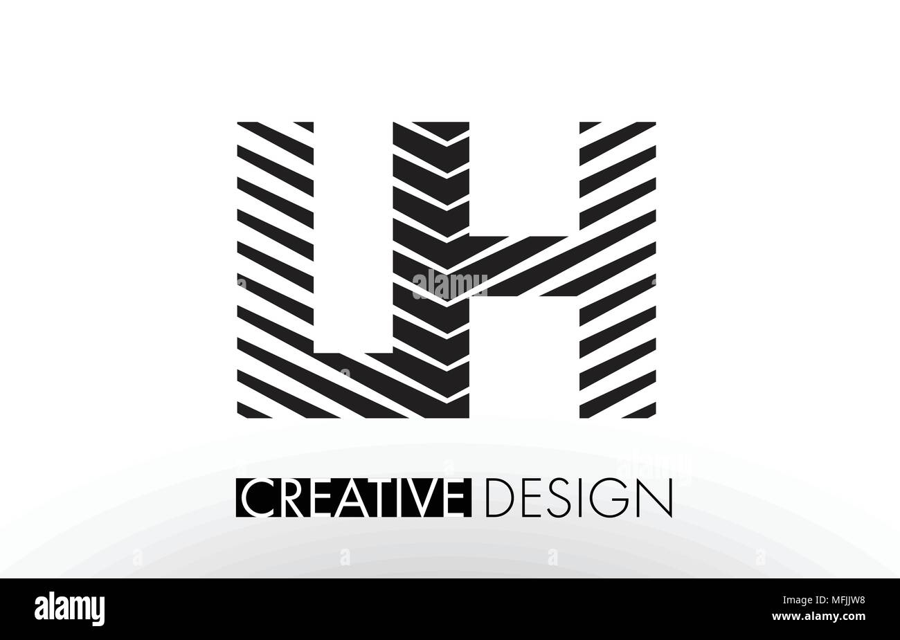 LH L H Lines Letter Design with Creative Elegant Zebra Vector ...