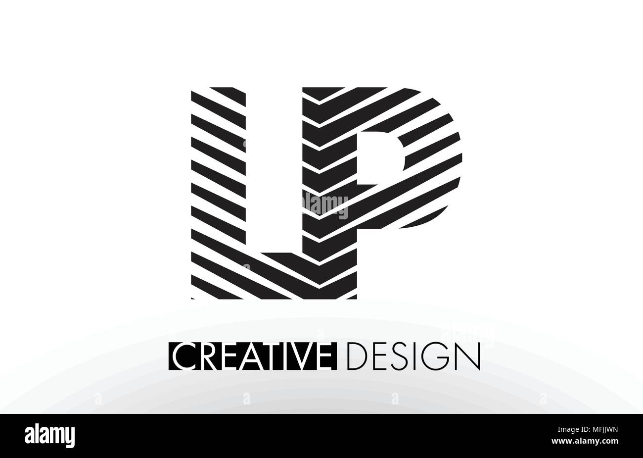 LP L P Lines Letter Design with Creative Elegant Zebra Vector ...