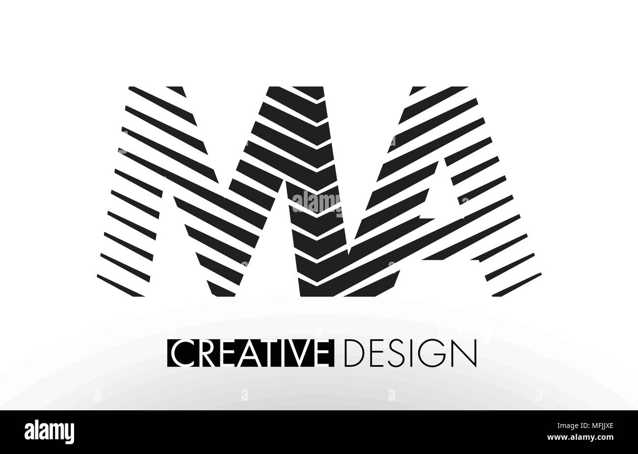 MA M A Lines Letter Design with Creative Elegant Zebra Vector ...