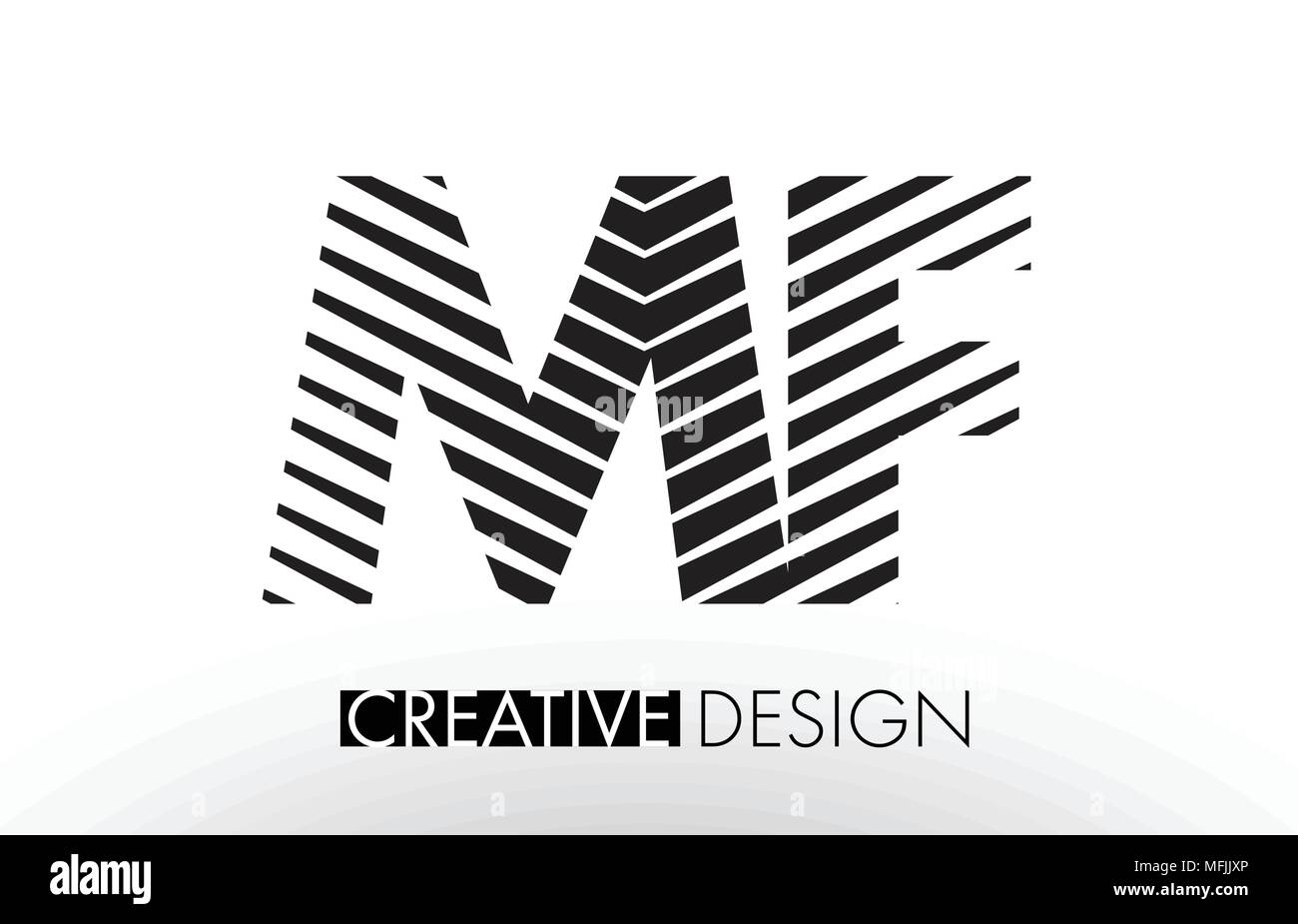 MF M F Lines Letter Design with Creative Elegant Zebra Vector ...