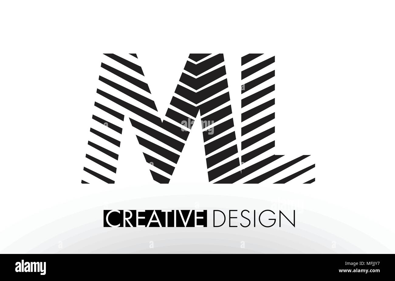 ML M L Lines Letter Design with Creative Elegant Zebra Vector ...