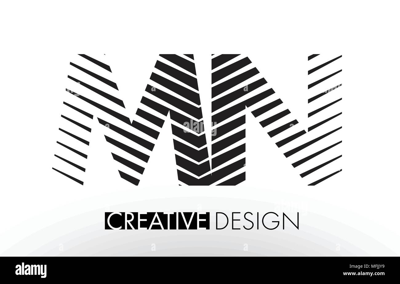 MN M N Lines Letter Design with Creative Elegant Zebra Vector ...