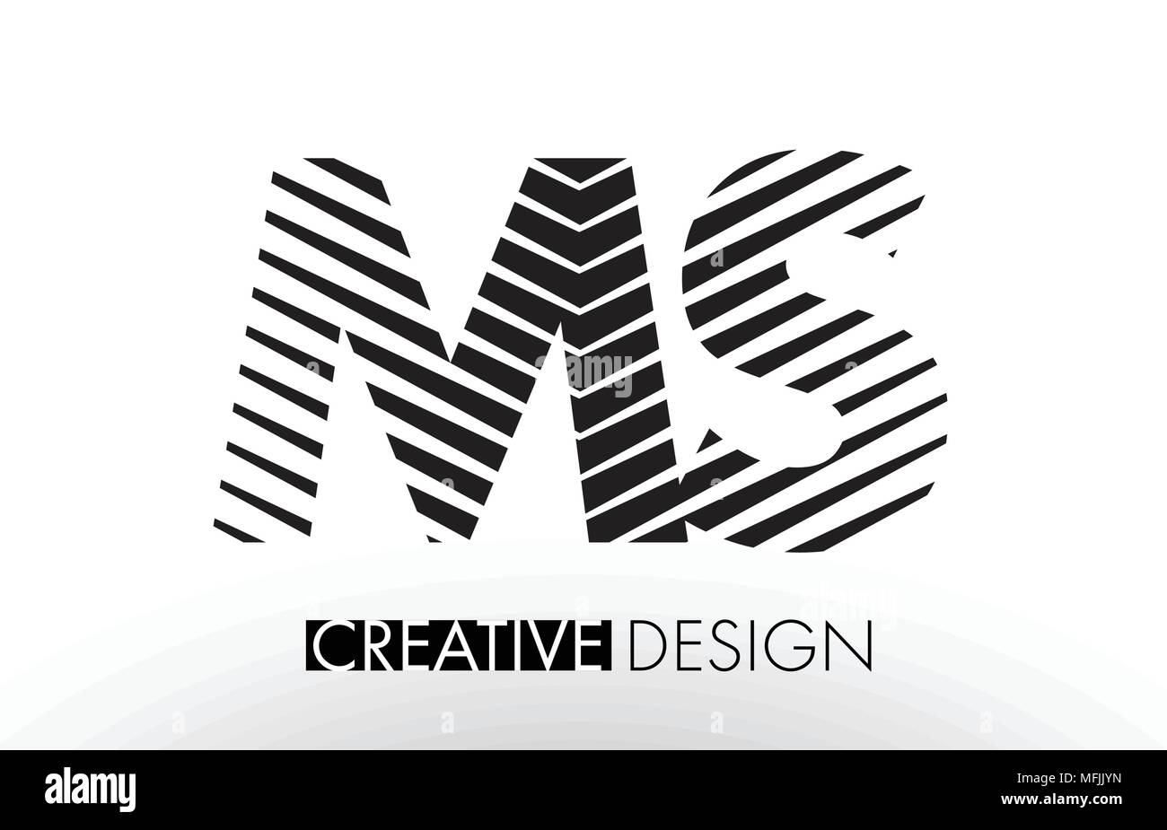 MS M S Lines Letter Design with Creative Elegant Zebra Vector ...