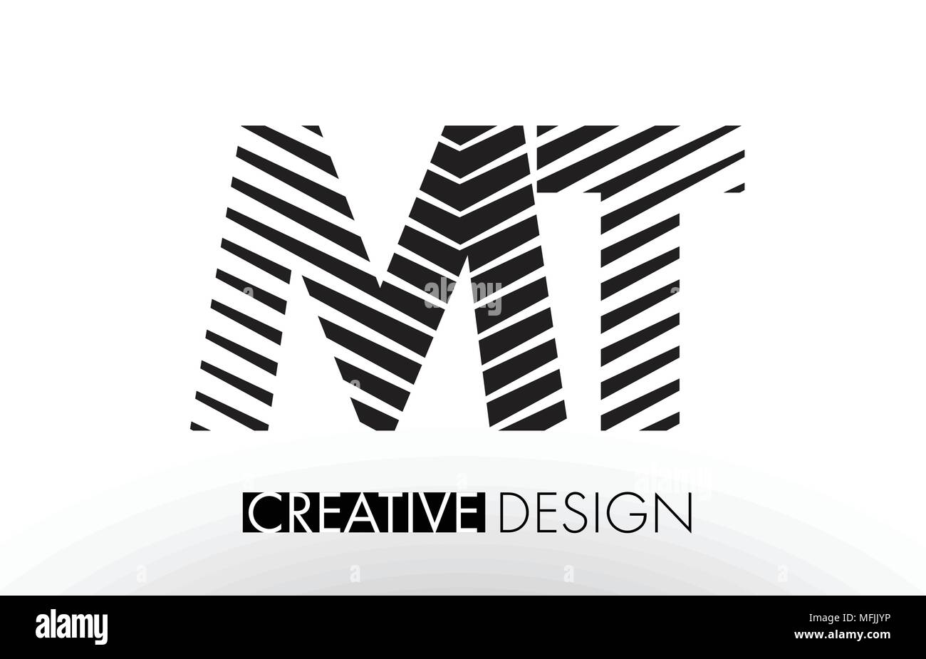 MT M T Lines Letter Design with Creative Elegant Zebra Vector ...
