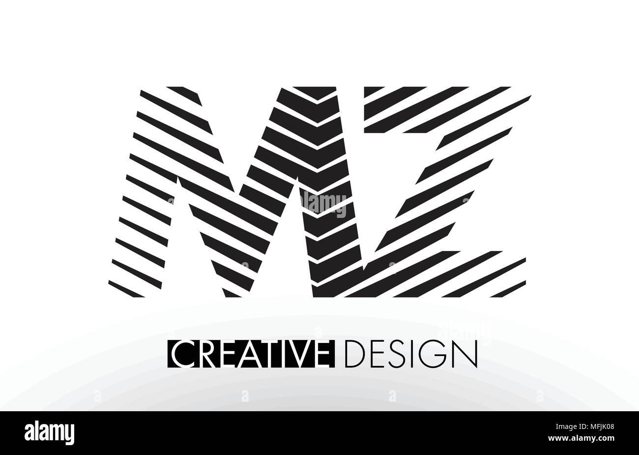 MZ M Z Lines Letter Design with Creative Elegant Zebra Vector ...