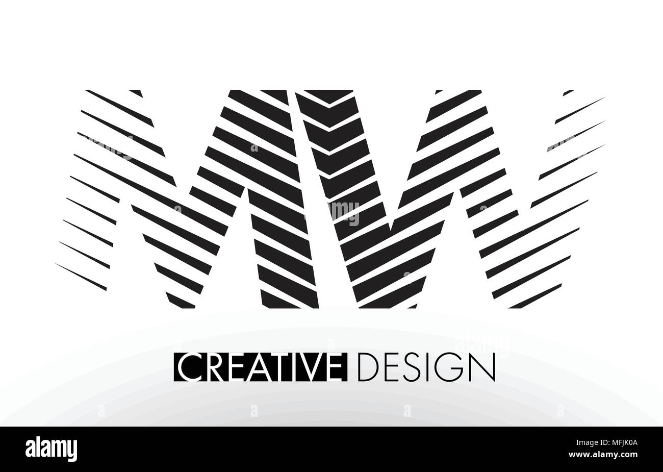 MW M W Lines Letter Design with Creative Elegant Zebra Vector ...