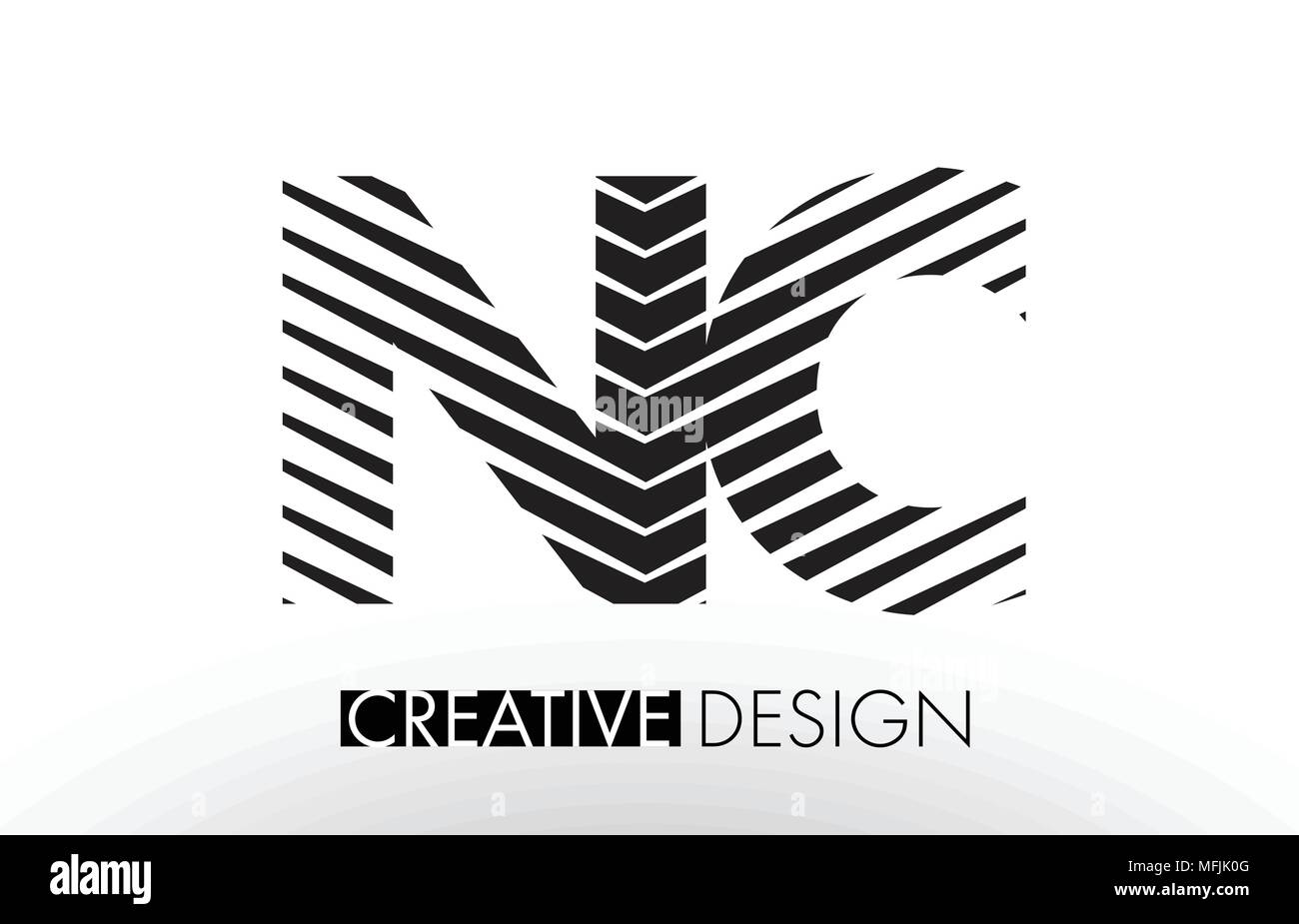 NC N C Lines Letter Design with Creative Elegant Zebra Vector ...