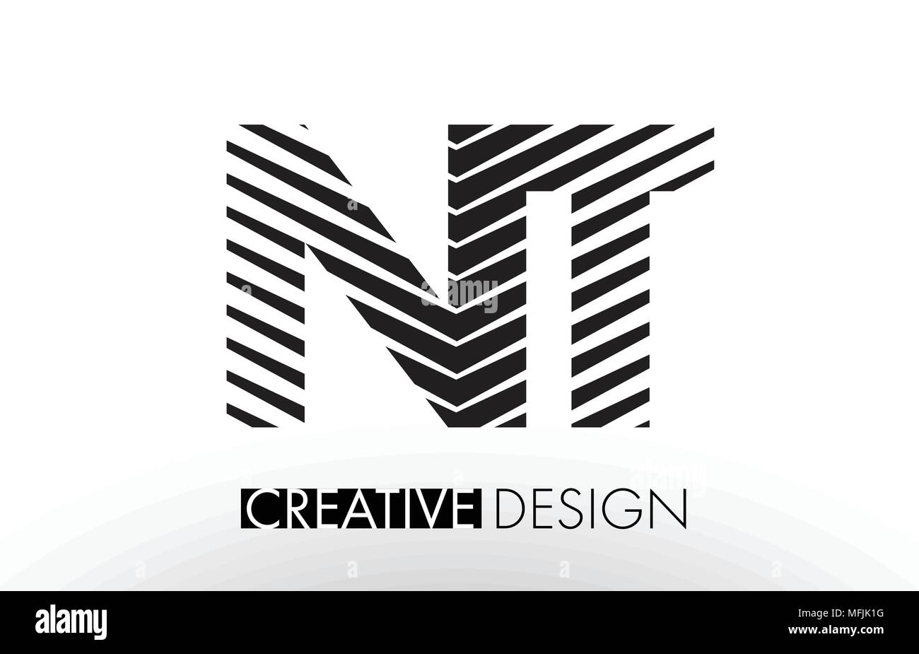 NT N T Lines Letter Design with Creative Elegant Zebra Vector ...