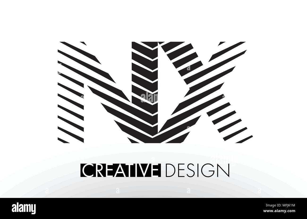NX N X Lines Letter Design with Creative Elegant Zebra Vector ...