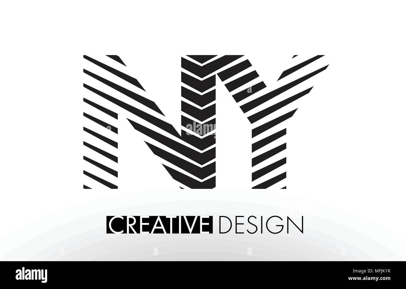NY N Y Lines Letter Design with Creative Elegant Zebra Vector ...