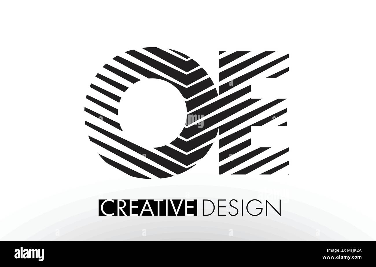 OE O E Lines Letter Design with Creative Elegant Zebra Vector ...