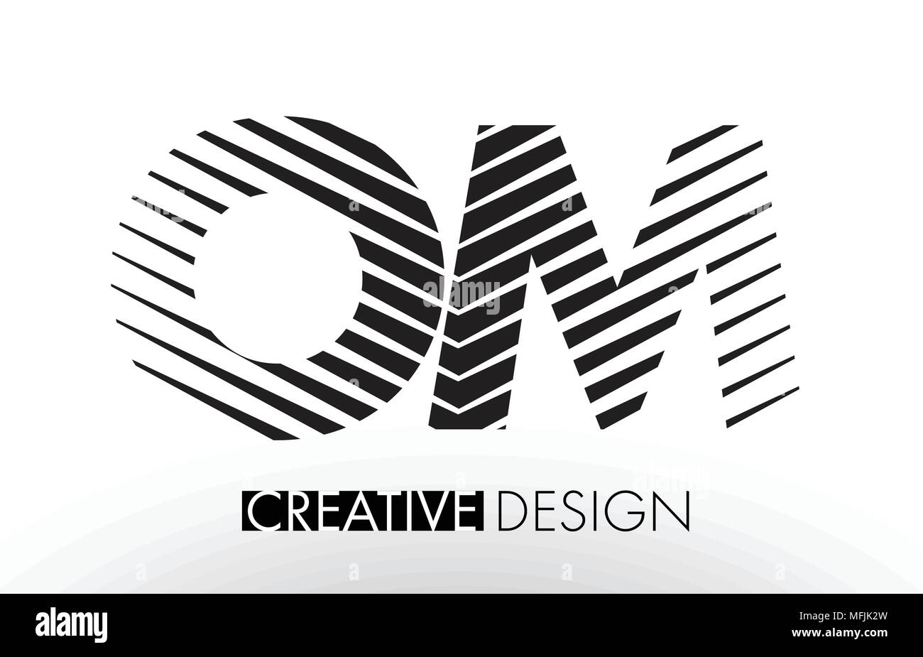 OM O M Lines Letter Design with Creative Elegant Zebra Vector ...