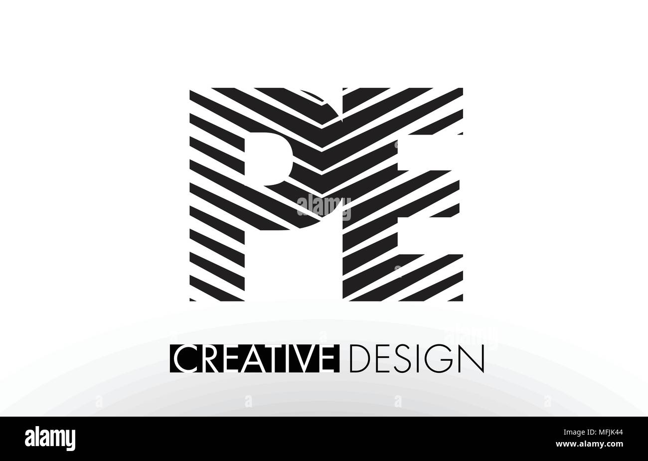 PE P E Lines Letter Design with Creative Elegant Zebra Vector ...