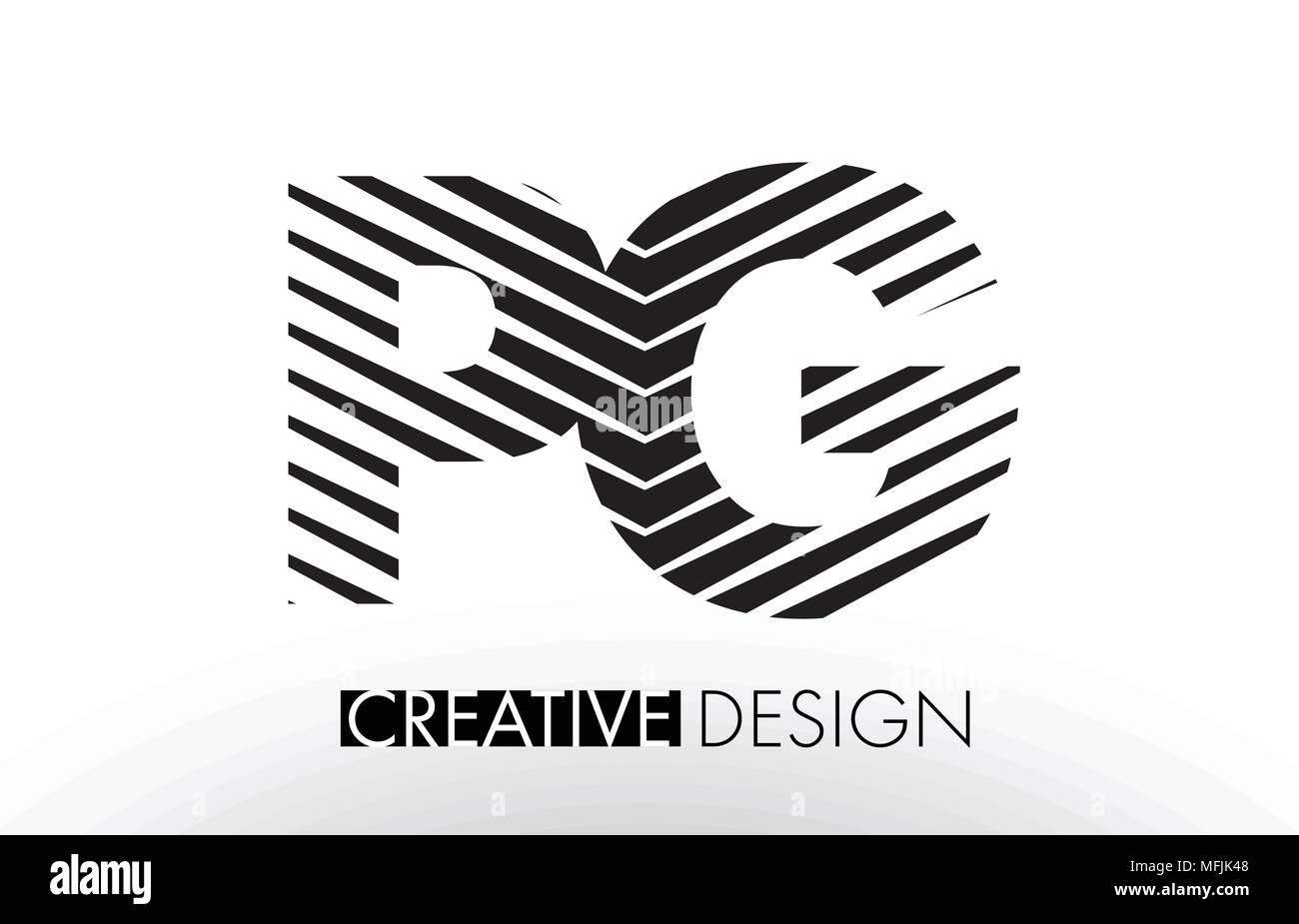 PG P G Lines Letter Design with Creative Elegant Zebra Vector ...