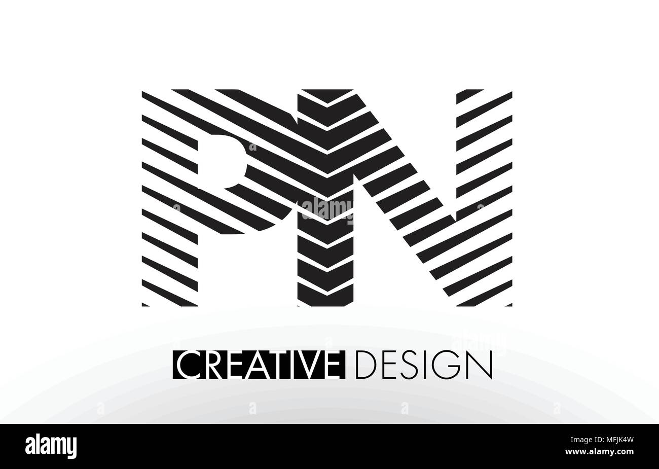 PN P N Lines Letter Design with Creative Elegant Zebra Vector ...