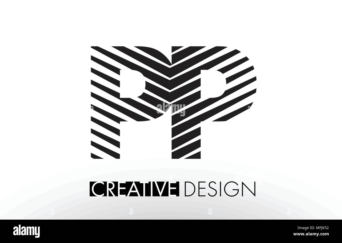 PP P Lines Letter Design with Creative Elegant Zebra Vector ...