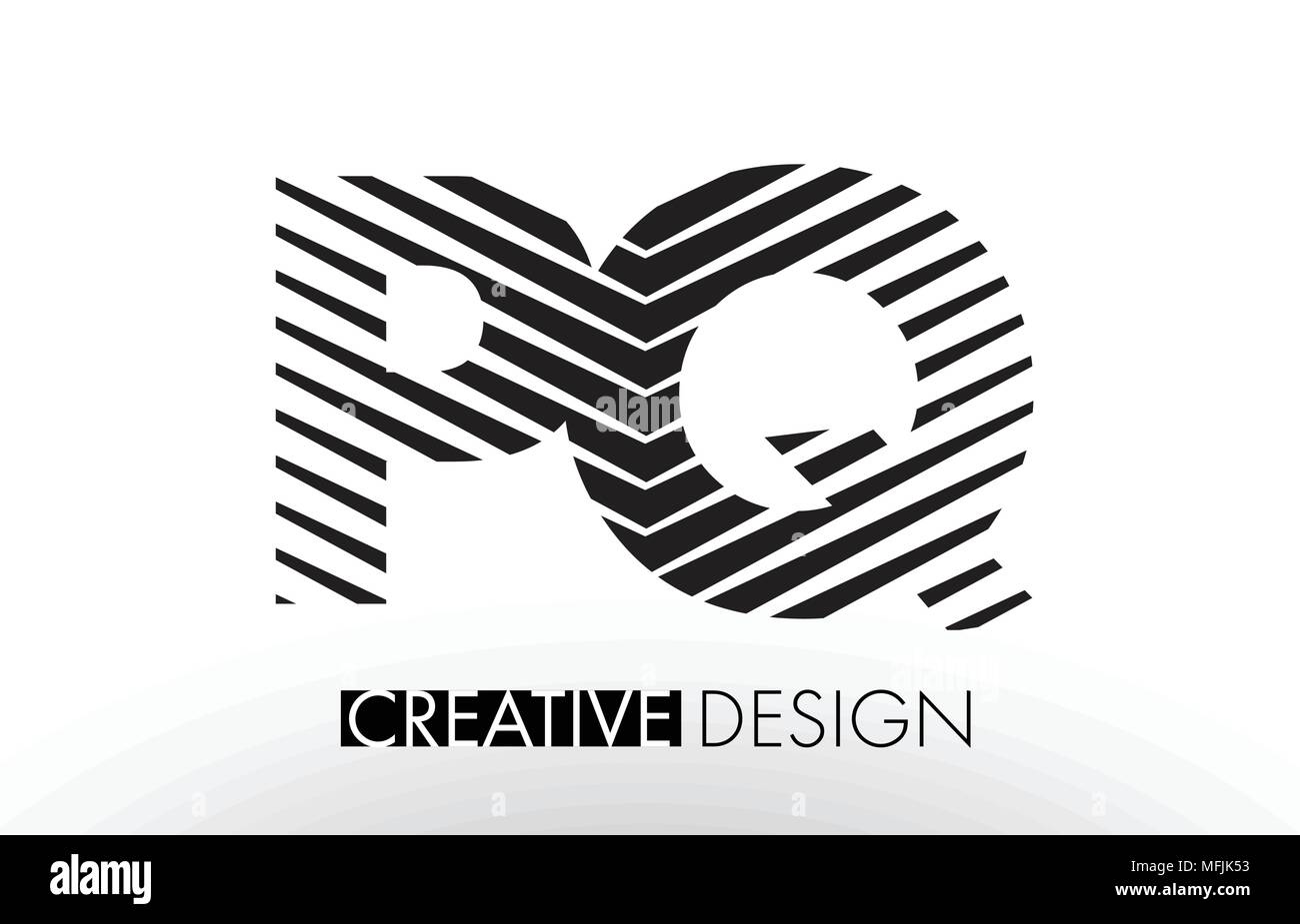 PQ P Q Lines Letter Design with Creative Elegant Zebra Vector ...