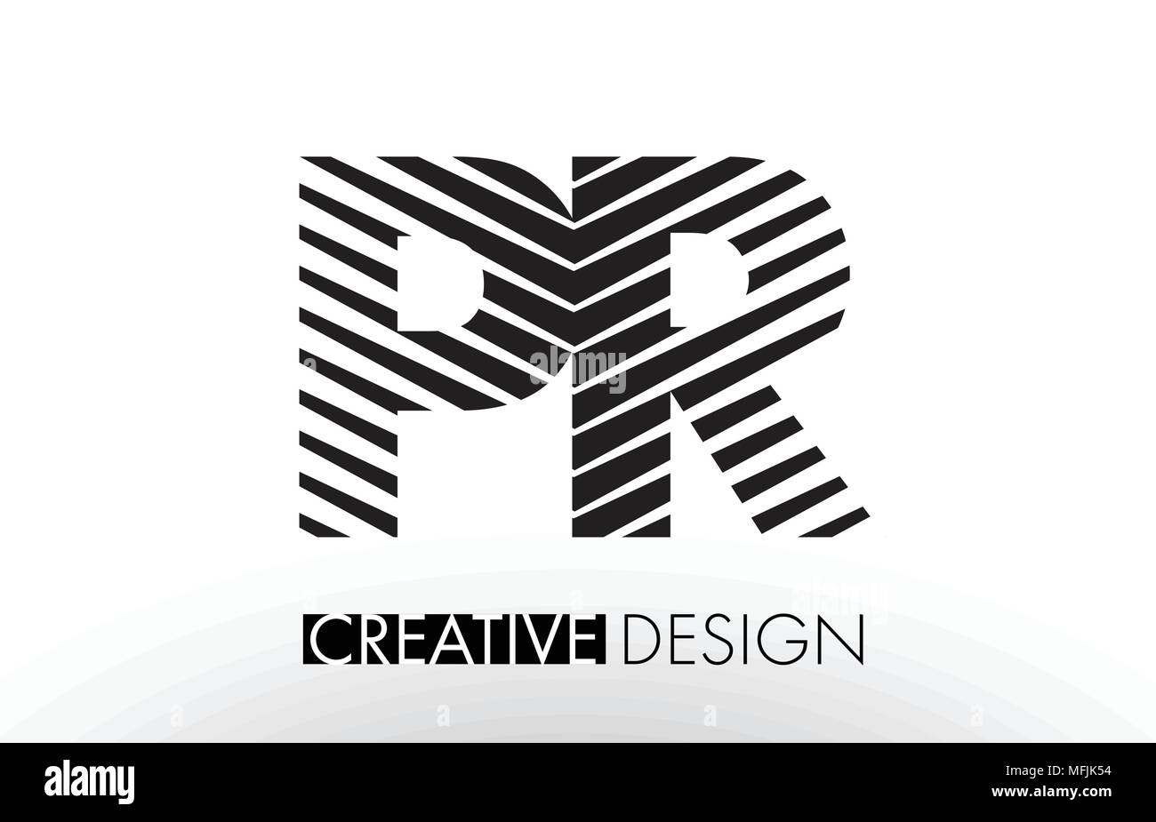 PR P R Lines Letter Design with Creative Elegant Zebra Vector ...