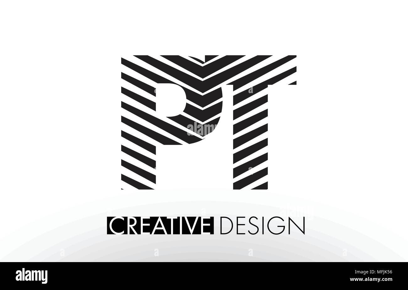 PT P T Lines Letter Design with Creative Elegant Zebra Vector ...