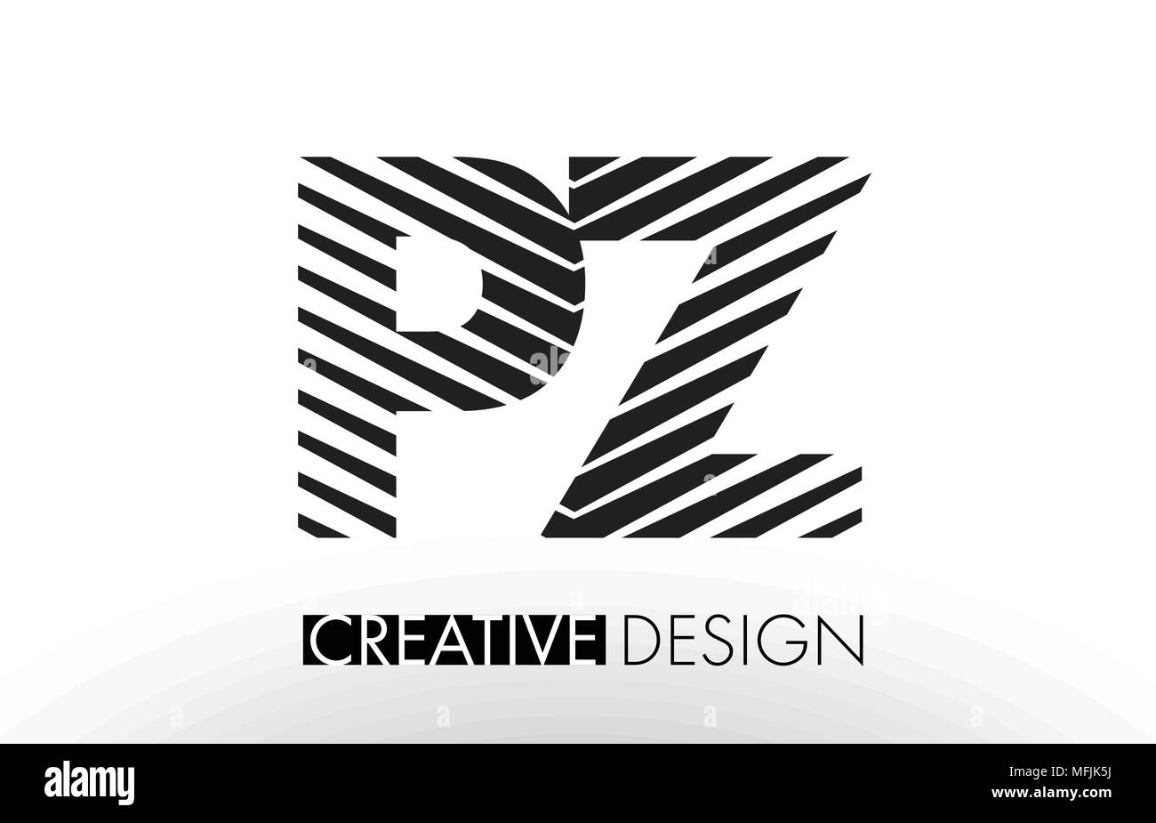 PZ P Z Lines Letter Design with Creative Elegant Zebra Vector ...