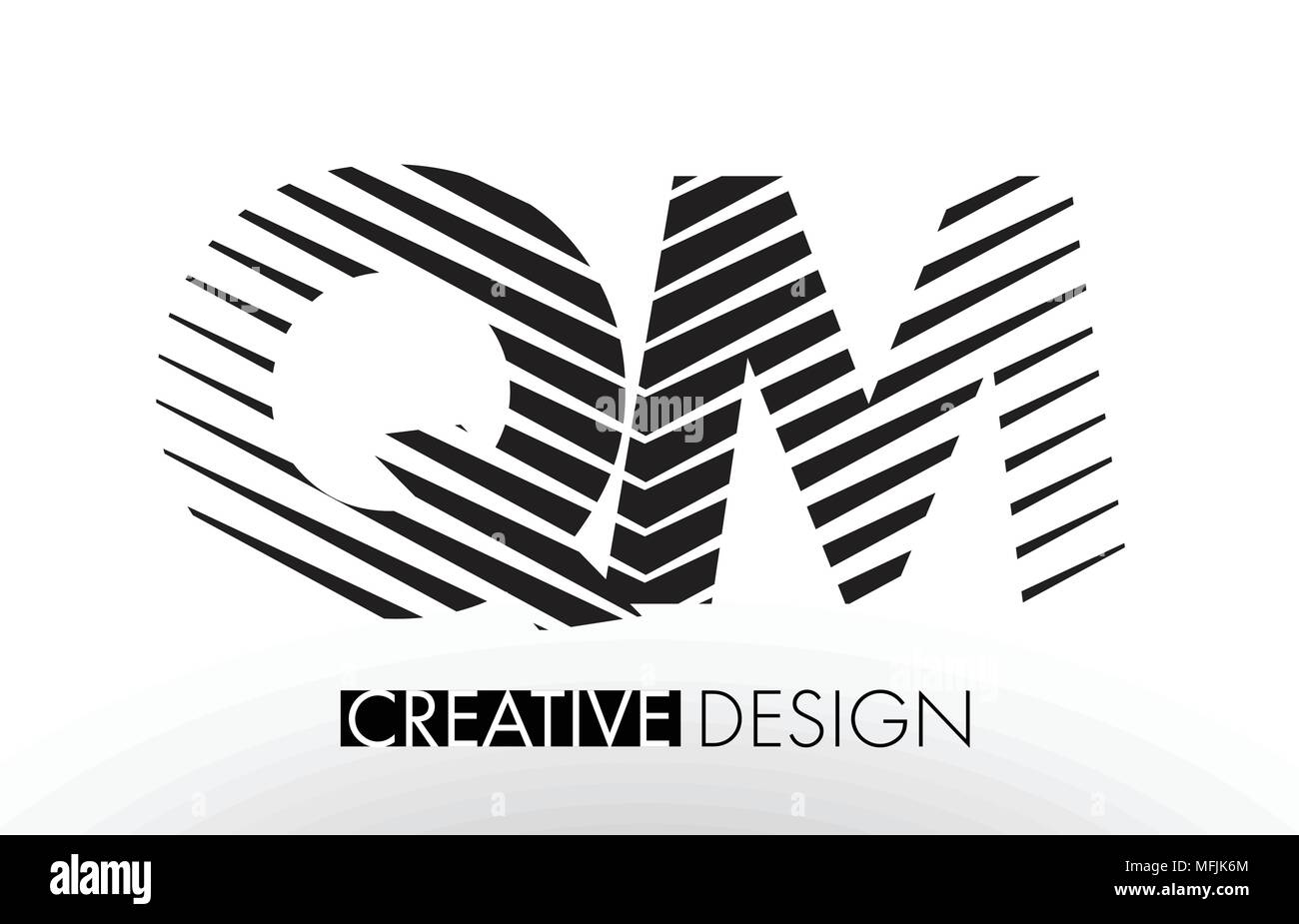 QM Q M Lines Letter Design with Creative Elegant Zebra Vector ...