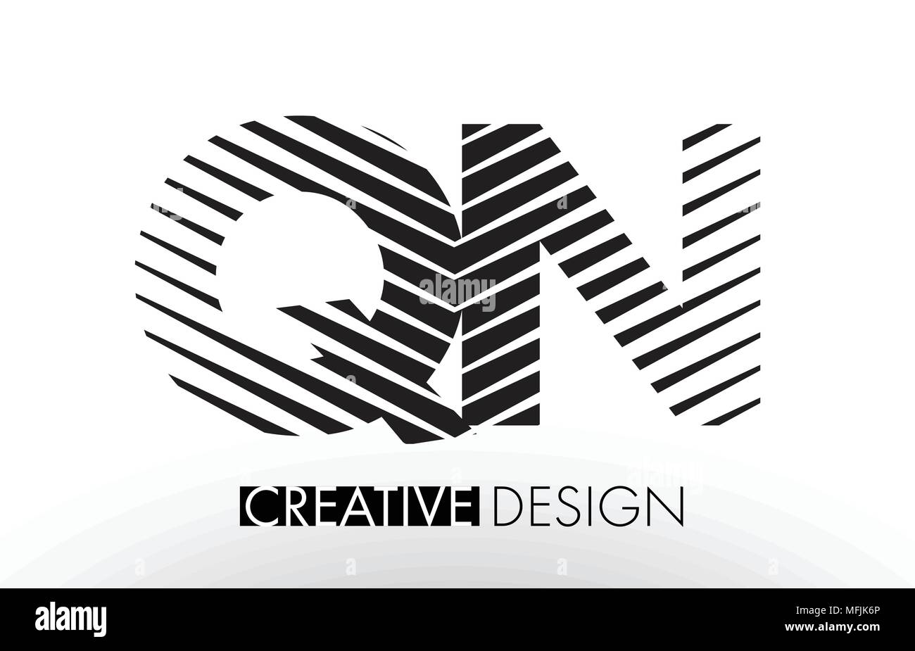 QN Q N Lines Letter Design with Creative Elegant Zebra Vector ...