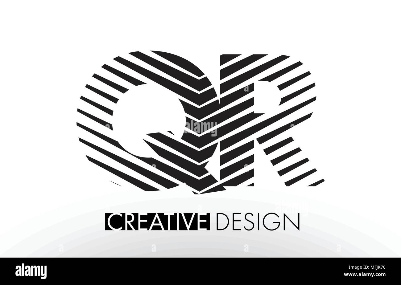 QR Q R Lines Letter Design with Creative Elegant Zebra Vector ...