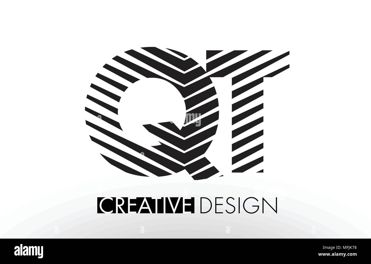QT Q T Lines Letter Design with Creative Elegant Zebra Vector ...