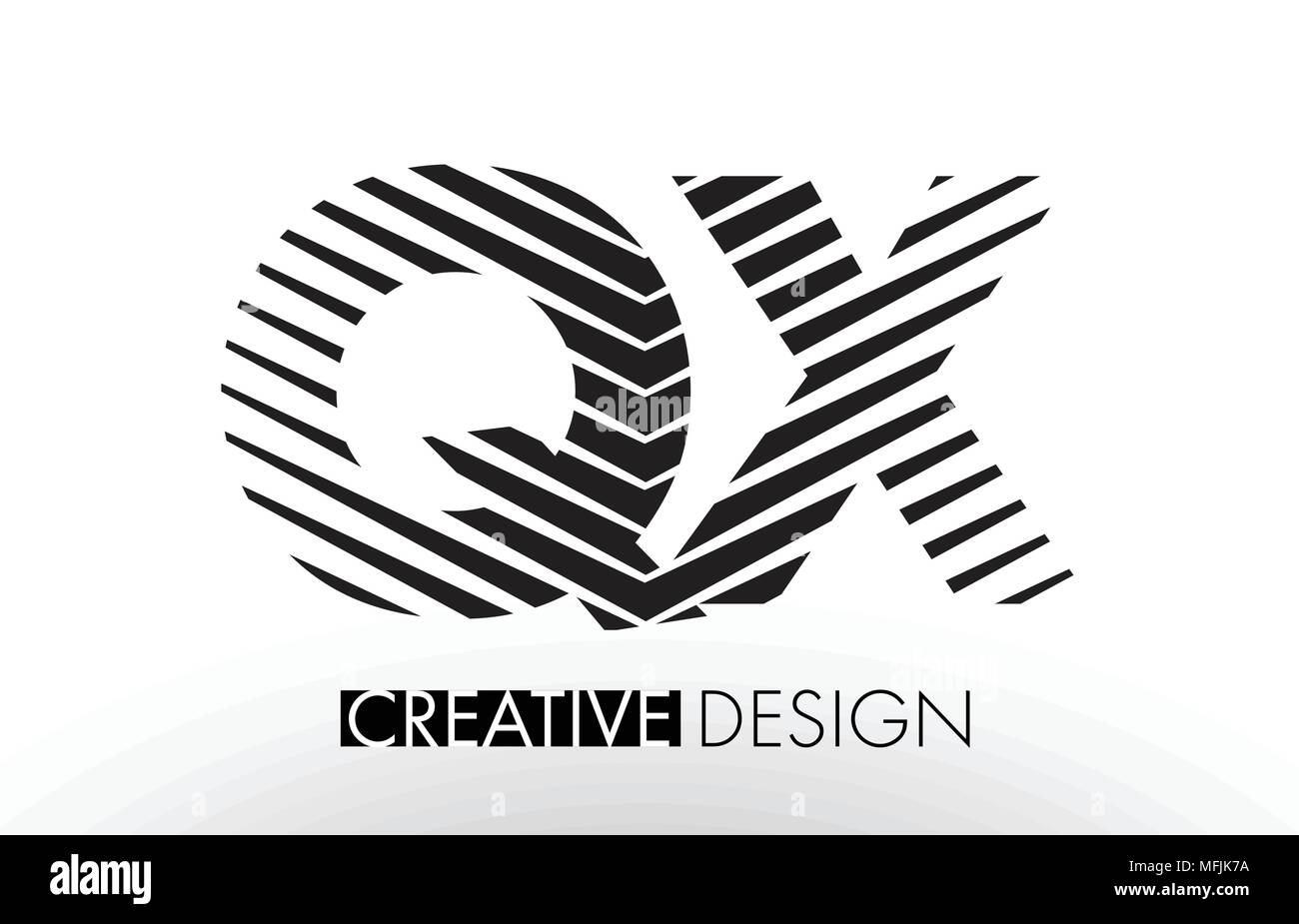 QX Q X Lines Letter Design with Creative Elegant Zebra Vector ...