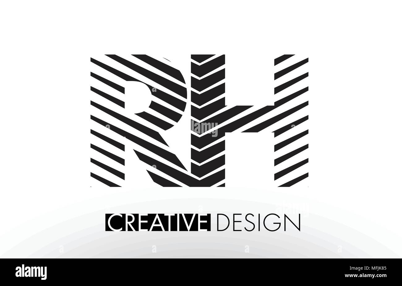 RH R H Lines Letter Design with Creative Elegant Zebra Vector ...