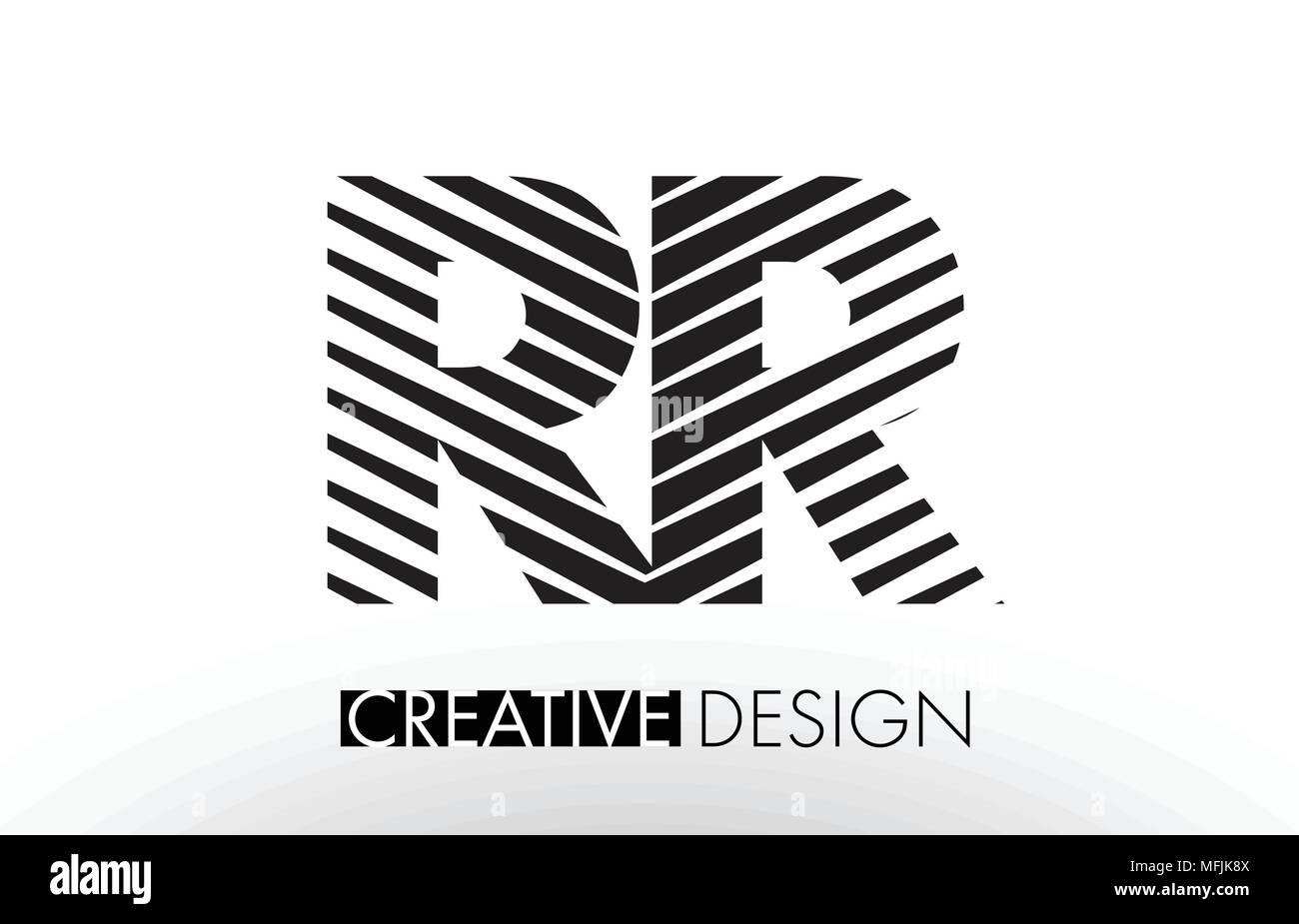 RR R Lines Letter Design with Creative Elegant Zebra Vector ...
