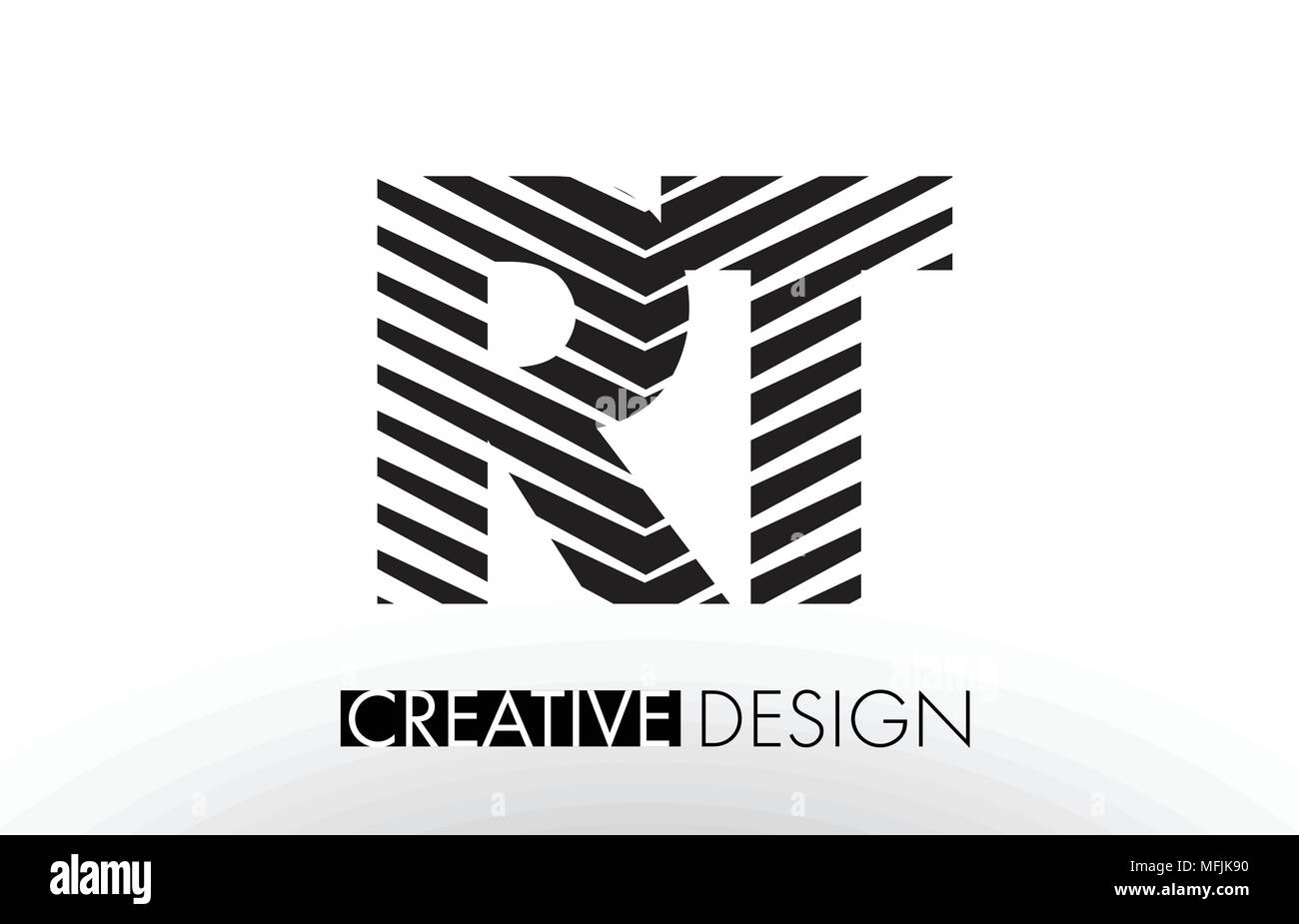 RT R T Lines Letter Design with Creative Elegant Zebra Vector ...