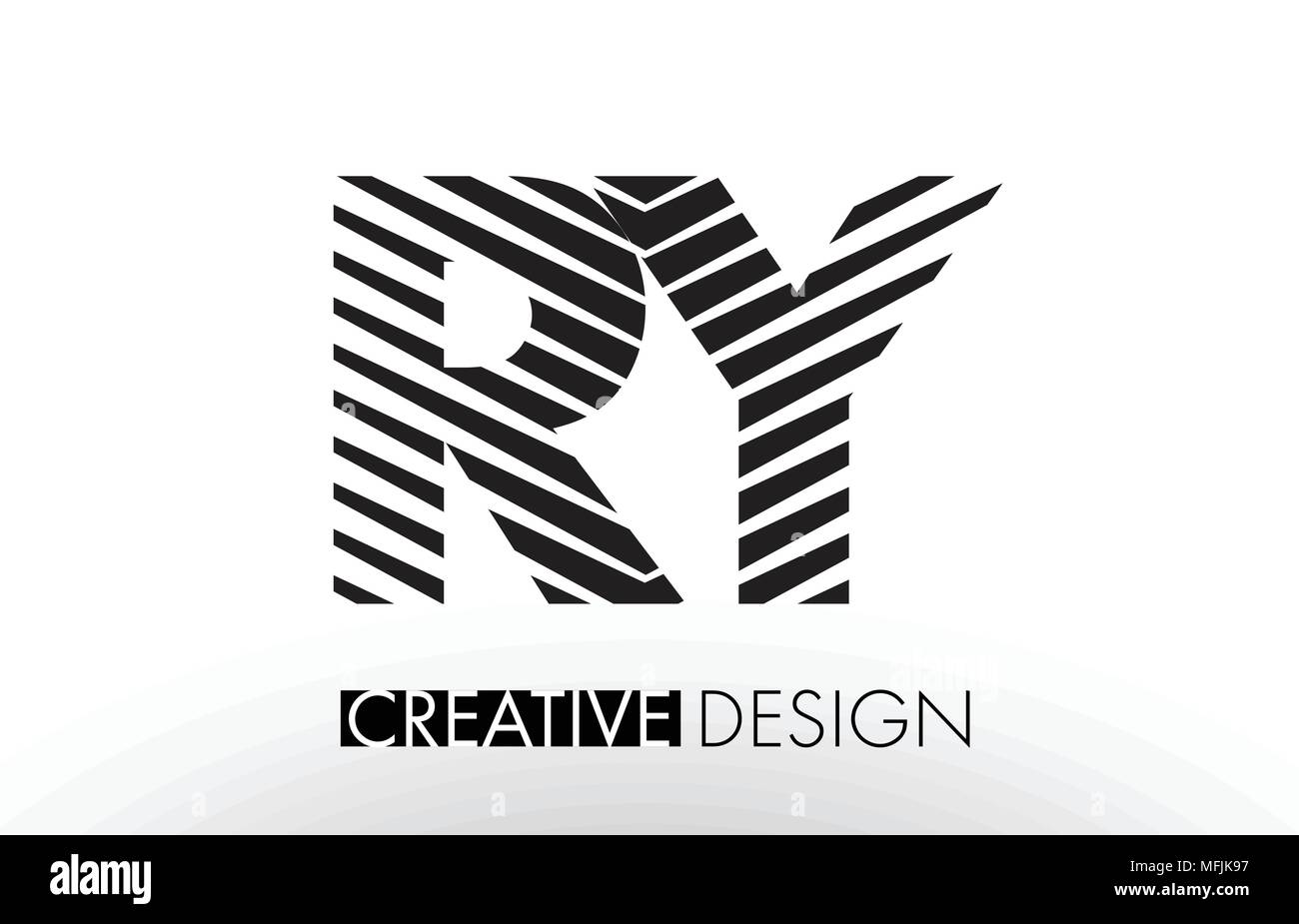 RY R Y Lines Letter Design with Creative Elegant Zebra Vector ...