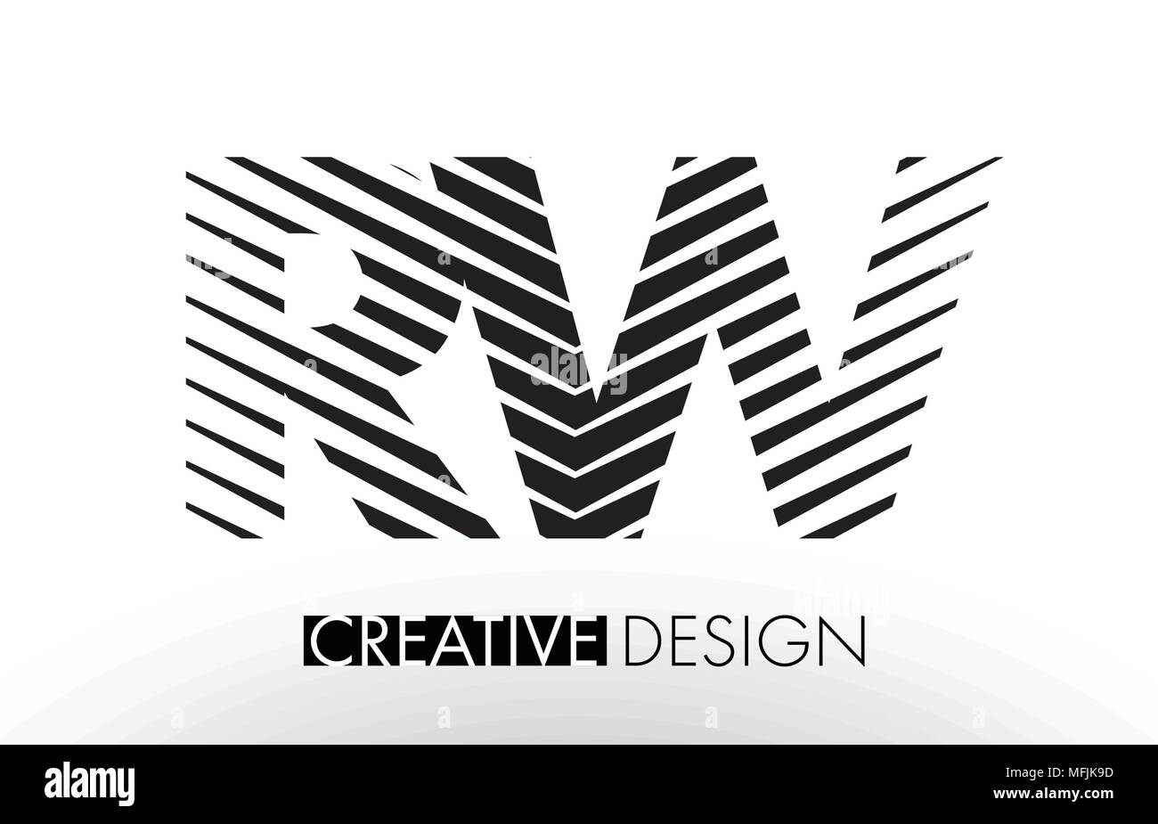 RW R W Lines Letter Design with Creative Elegant Zebra Vector ...
