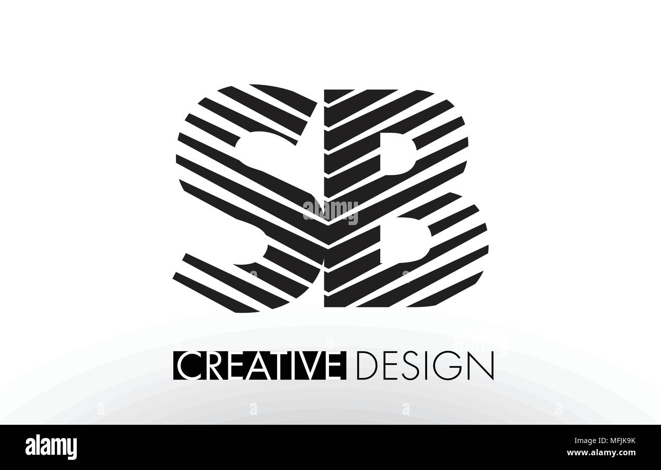 SB S B Lines Letter Design with Creative Elegant Zebra Vector ...