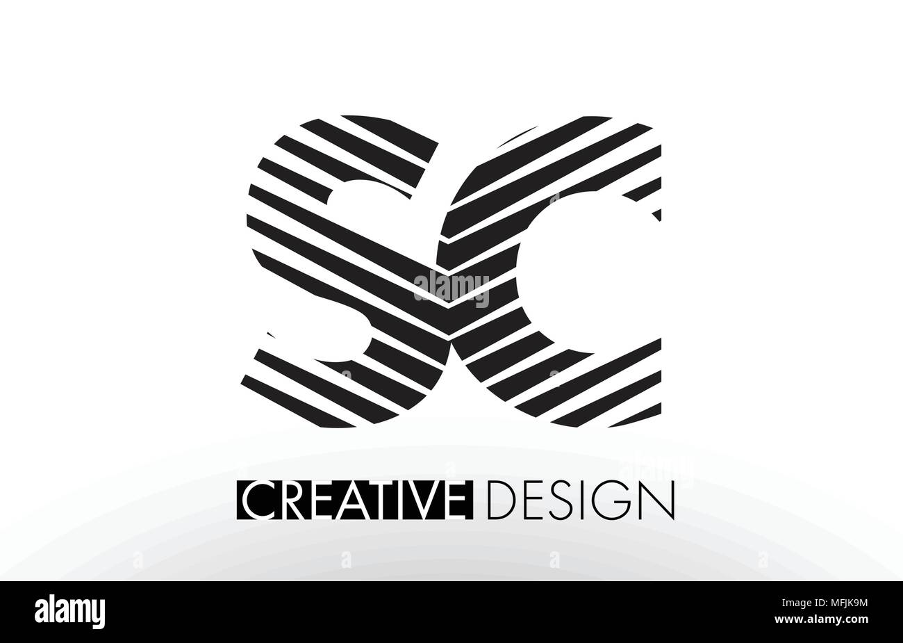 SC S C Lines Letter Design with Creative Elegant Zebra Vector ...