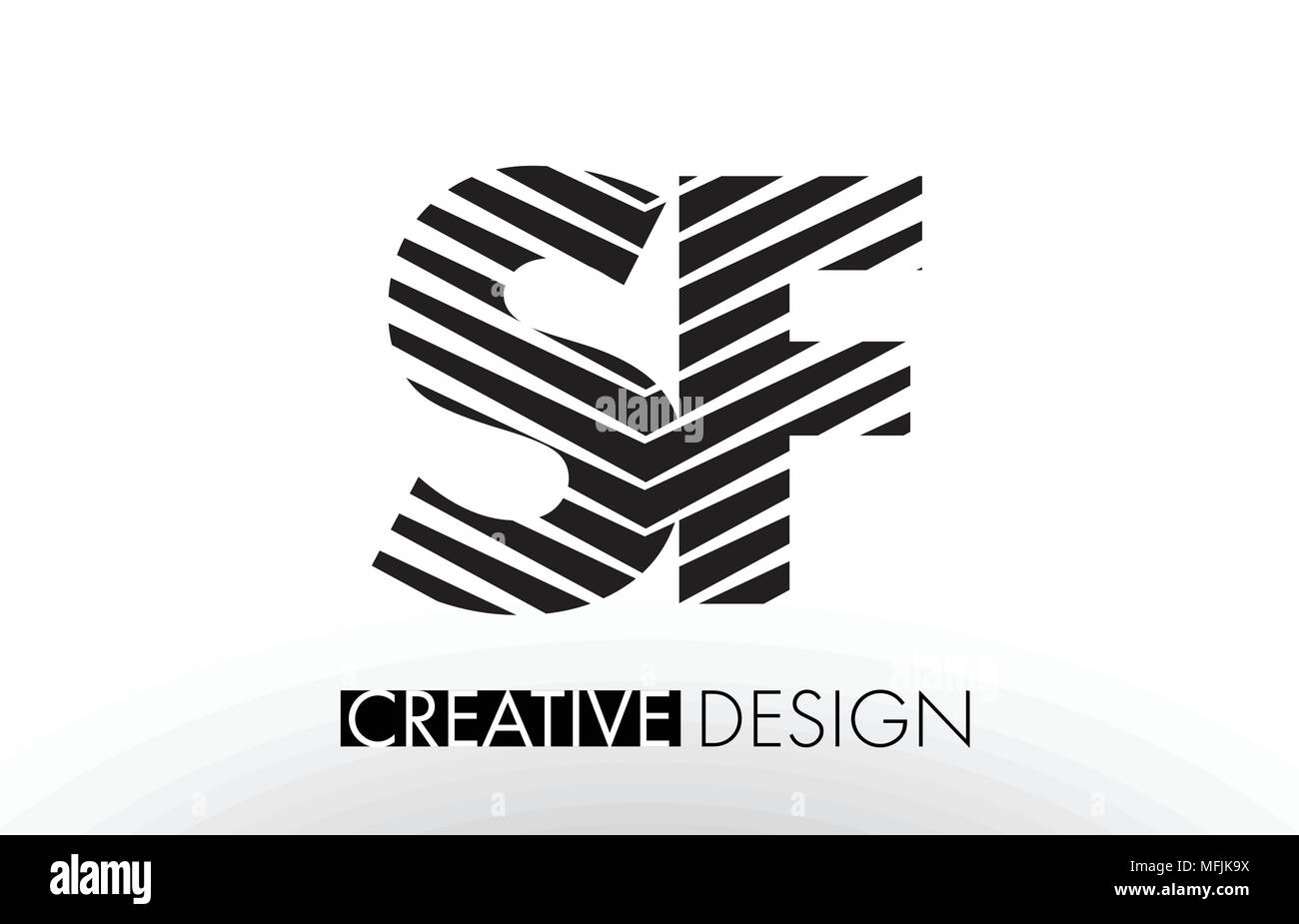 SF S F Lines Letter Design with Creative Elegant Zebra Vector ...