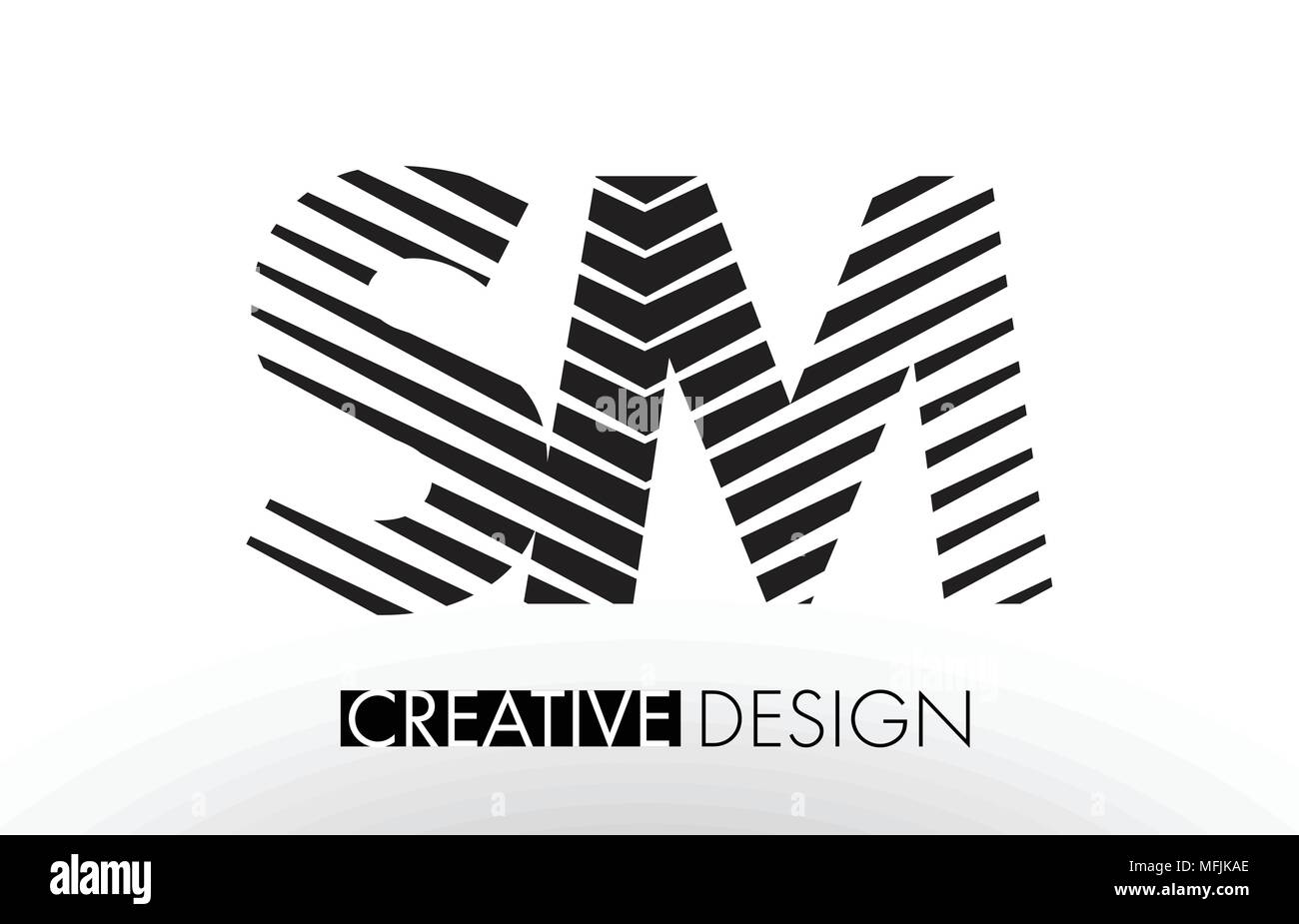 SM S M Lines Letter Design with Creative Elegant Zebra Vector ...