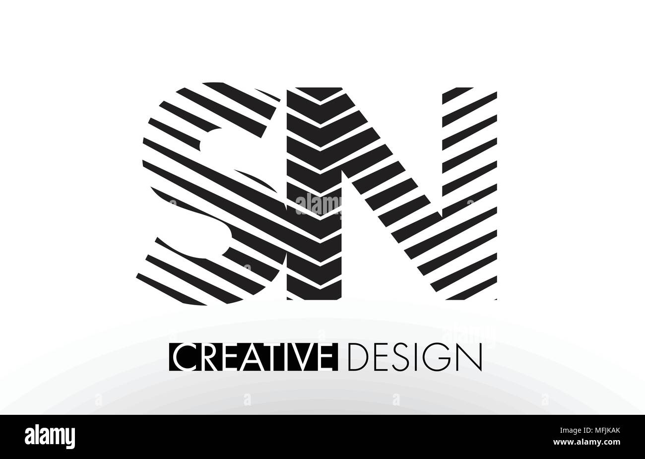 SN S N Lines Letter Design with Creative Elegant Zebra Vector ...