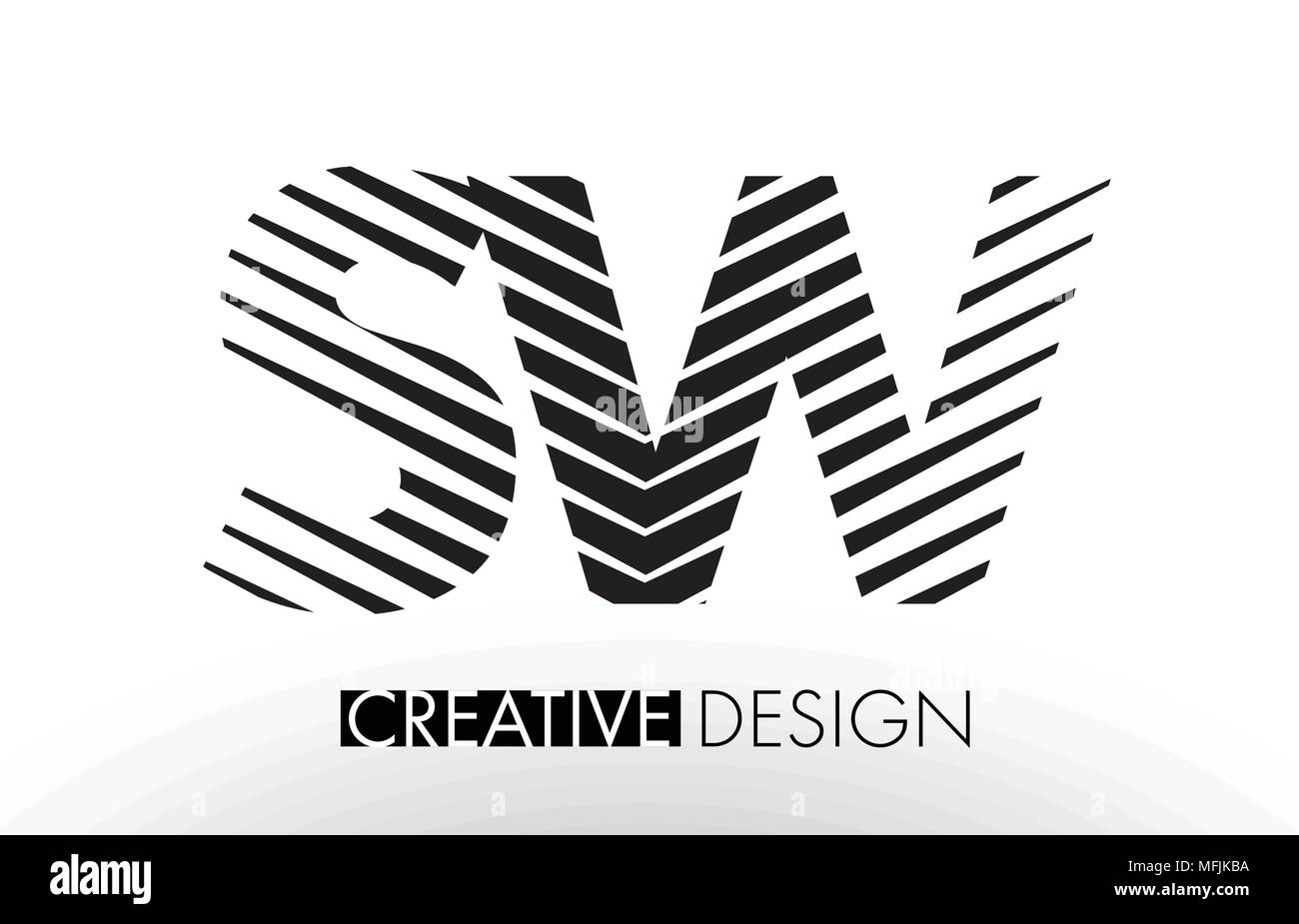 SW S W Lines Letter Design with Creative Elegant Zebra Vector ...