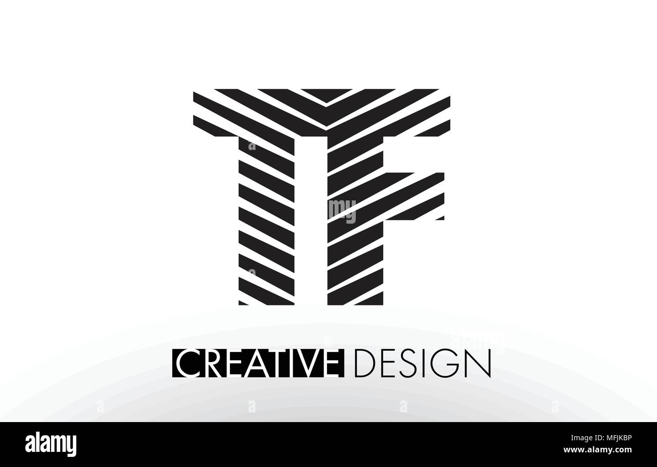 TF T F Lines Letter Design with Creative Elegant Zebra Vector ...