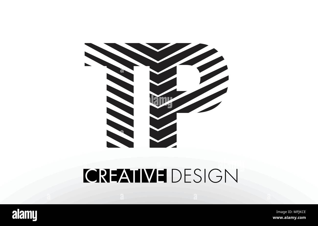 TP T P Lines Letter Design with Creative Elegant Zebra Vector ...