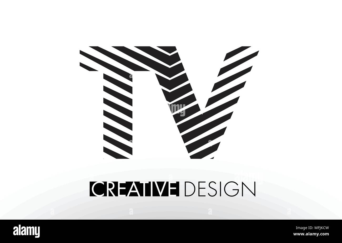 TV T V Lines Letter Design with Creative Elegant Zebra Vector ...