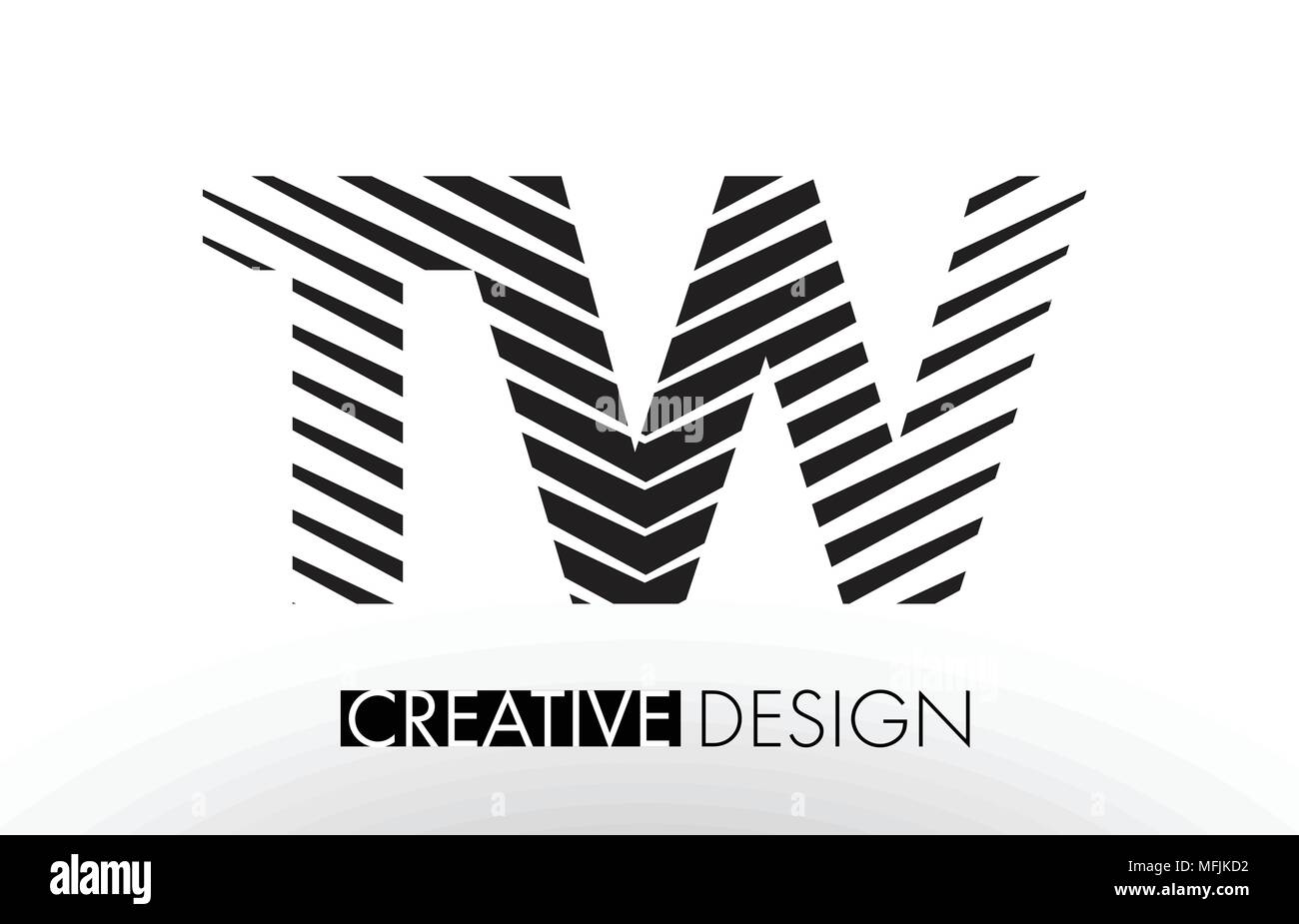 TW T W Lines Letter Design with Creative Elegant Zebra Vector ...