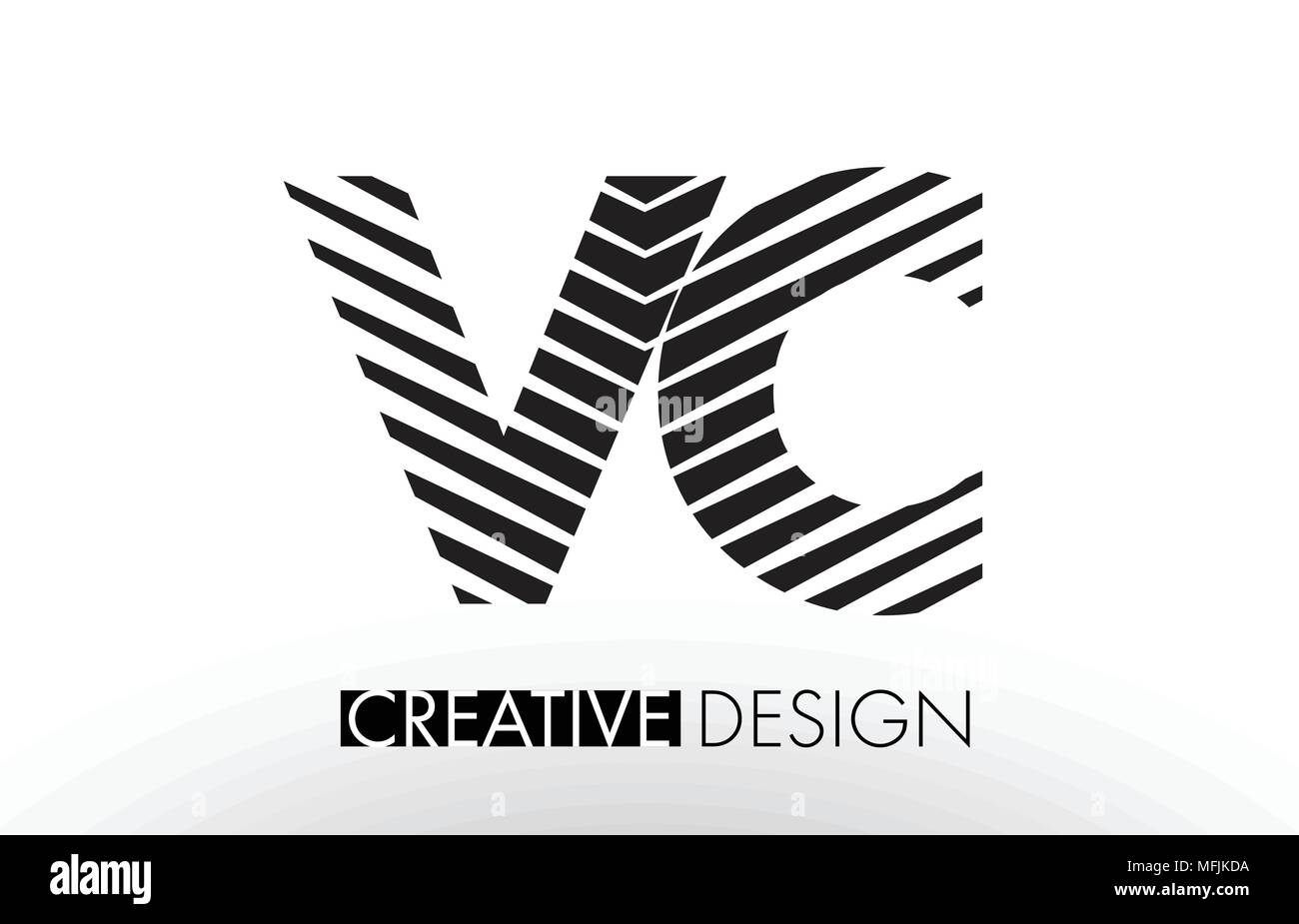 VC V C Lines Letter Design with Creative Elegant Zebra Vector ...