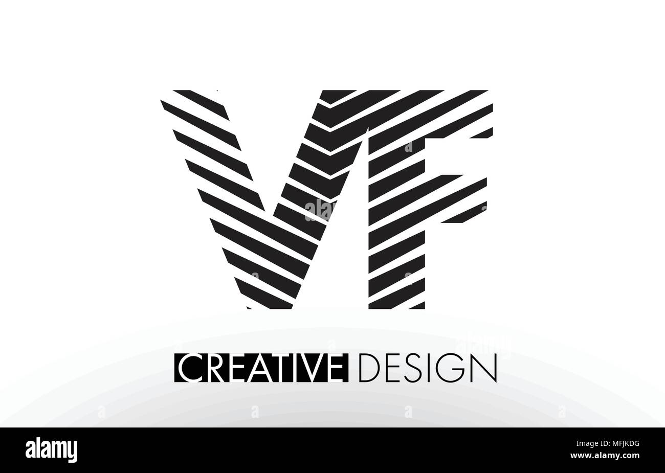 Vf V F Lines Letter Design With Creative Elegant Zebra Vector Illustration Stock Vector Image